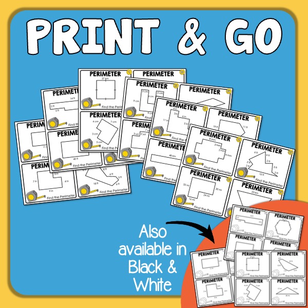 Perimeter Task Cards with Area - Print & Digital Practice with ...