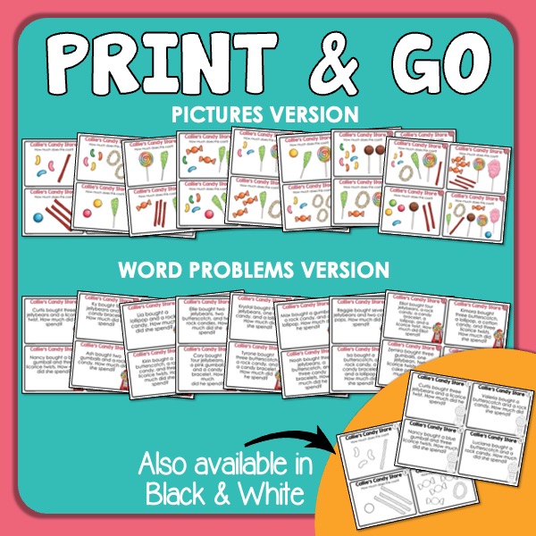 Money Math Candy Store Task Cards - Working with Coins | Print ...
