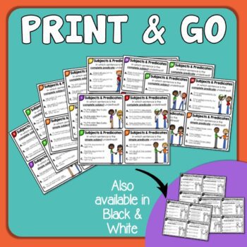 Subject & Predicate Task Cards | Complete and Simple | Print and ...