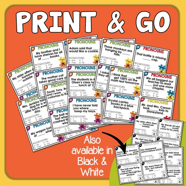 Pronouns Antecedent Agreement Task Cards | Print & Digital with Google ...