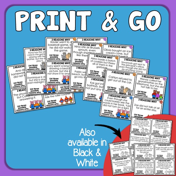 24 Creative Thinking Task Cards - 3 Reasons Why - Lateral Thinking with ...