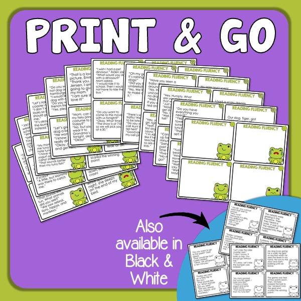 Reading Fluency Task Cards (Set 1 - Primary) - Fun Read Aloud Passages ...