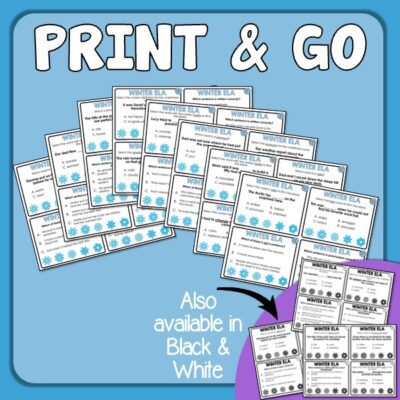 Winter ELA Review Task Cards - Sentence Practice (Multiple Choice ...