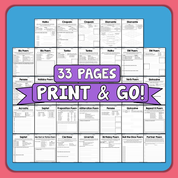 Poetry Unit - 21 Patterns that are Perfect for Writing Poems - Digital ...