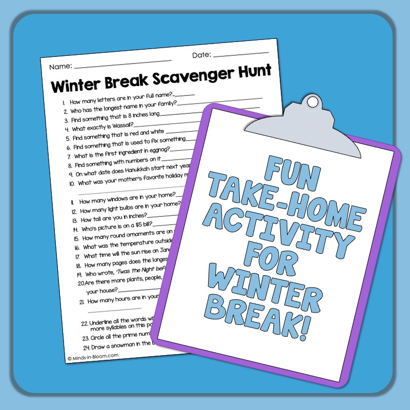 Winter Break Scavenger Hunt FREEBIE - No-Prep Fun Take Home Activity ...