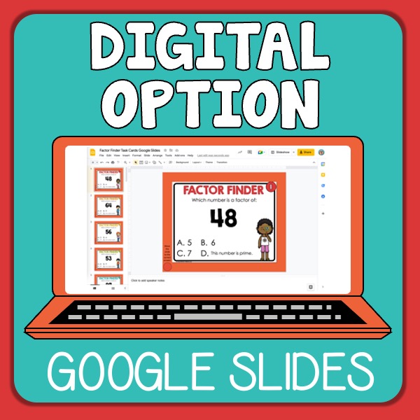 Factor Finder! Task Cards - Multiple Choice Factoring Questions | Print ...