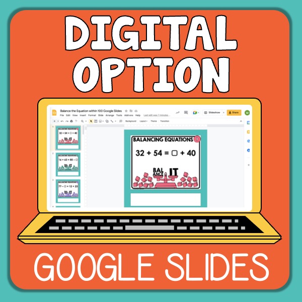 Balancing Equations Task Cards - Addition & Subtraction within 100 (NO ...
