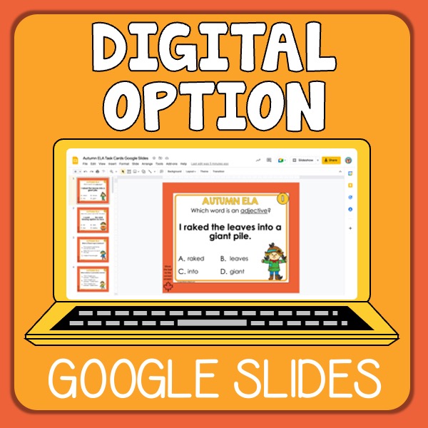 Autumn ELA Review Task Cards - Fun Fall English and Grammar Practice ...