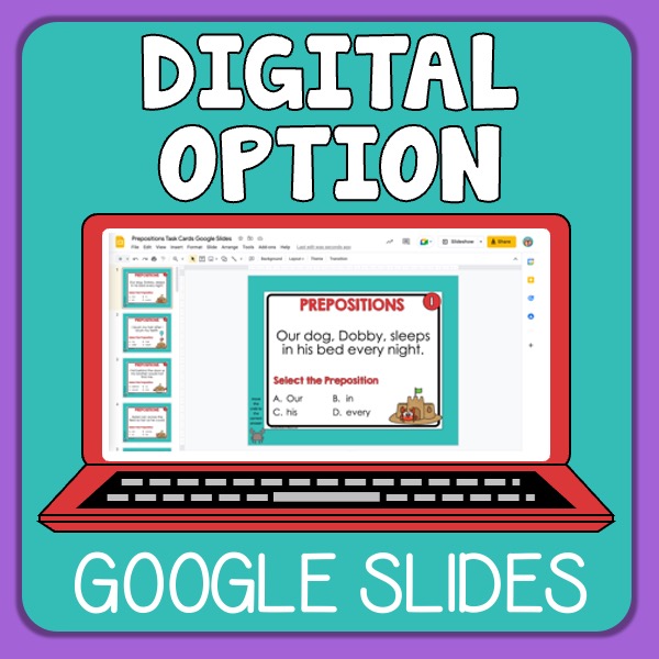 Prepositions Task Cards (Beginners Set - Multiple Choice) | Print ...