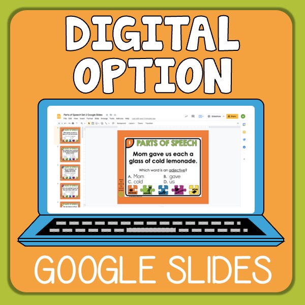 Parts of Speech Task Cards (Set 2) | Print & Digital | Anchor Chart ...