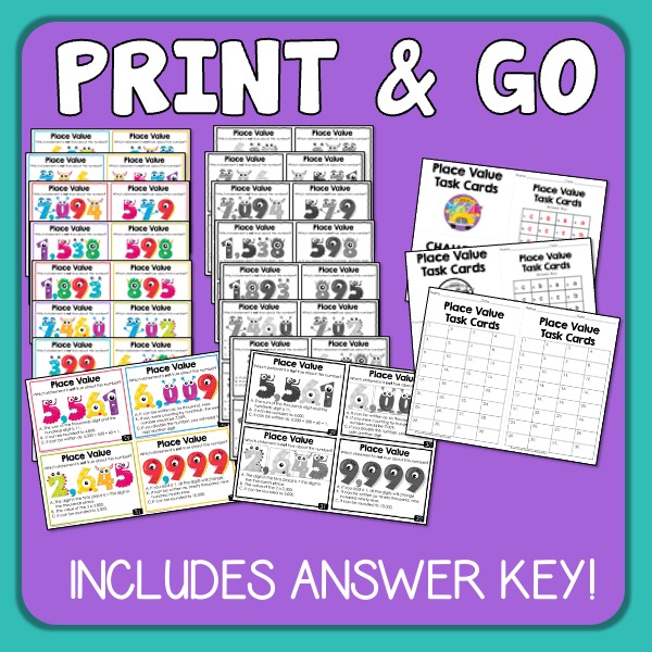 Place Value Task Cards (Multiple Choice) - Challenging | Print ...