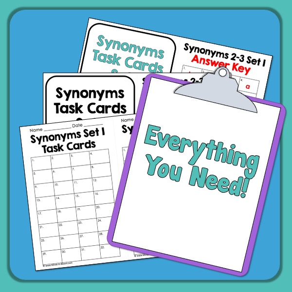 Synonyms Task Cards - (Set 1) Vocabulary Practice | Print & Digital ...