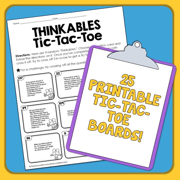 Early Finishers Task Cards for ELA - Creative & Critical Thinking ...