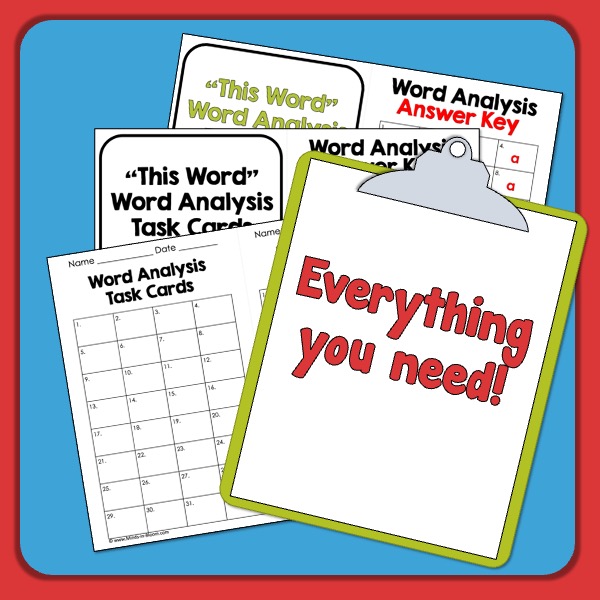 Word Analysis Task Cards - Vocabulary, Parts of Speech, Spelling ...