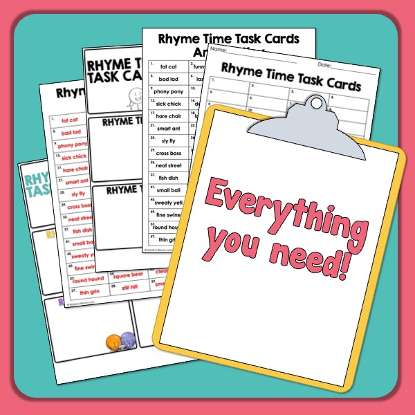 Rhyme Time Inferencing Task Cards (60 "Hink Pink" Puzzle Cards) | Print ...