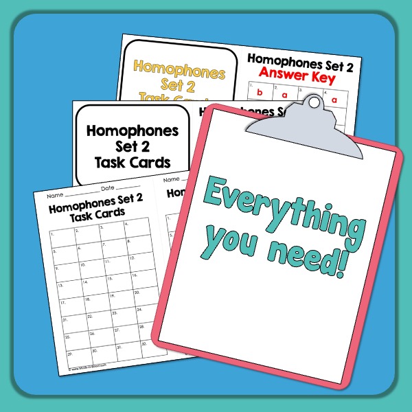 Homophones (Set 2) Task Cards - Multiple Choice Context Clue Practice ...