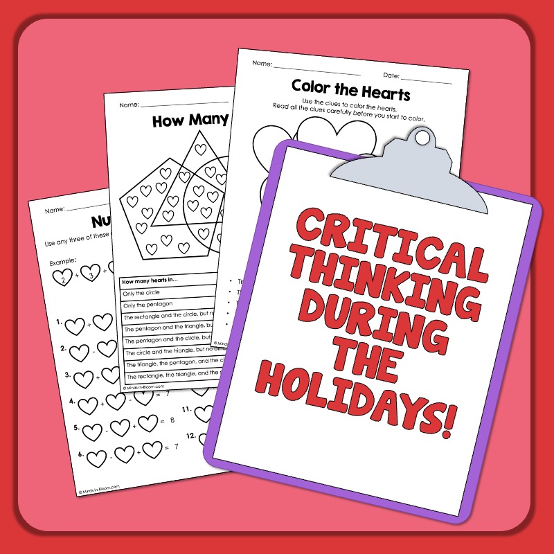 Valentine's Day Higher Level Thinking Math & ELA - No-Prep Print ...