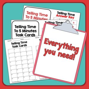 Telling Time to the Nearest 5 Minutes Task Cards (Multiple Choice ...