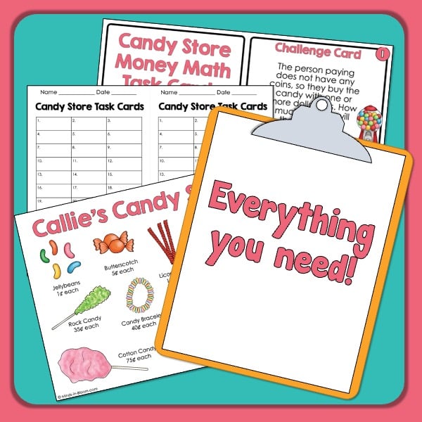 Money Math Candy Store Task Cards - Working with Coins | Print ...