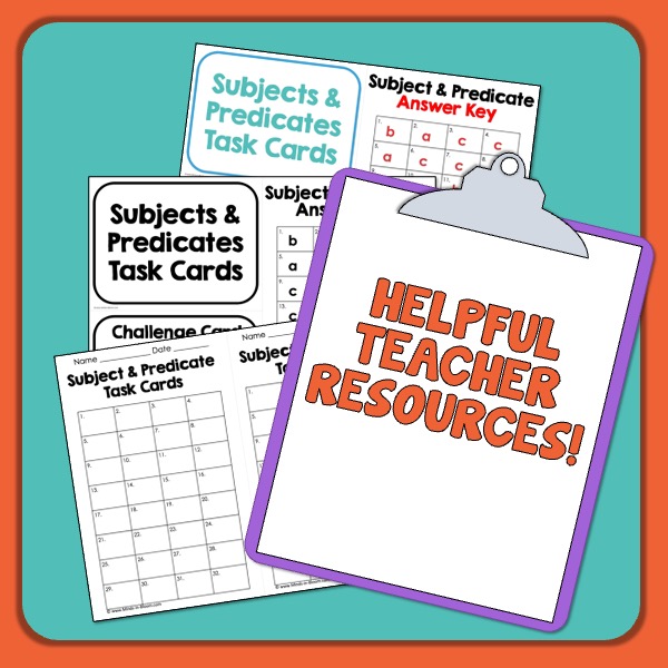 Subject & Predicate Task Cards | Complete and Simple | Print and ...