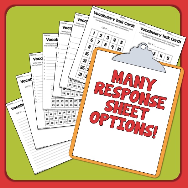 Vocabulary Task Cards Activities To Use With Any List | Print & Digital ...