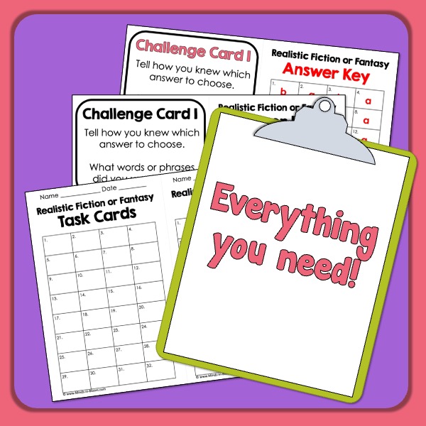 Fantasy vs. Realistic Fiction Task Cards - Determining Genre Within a ...