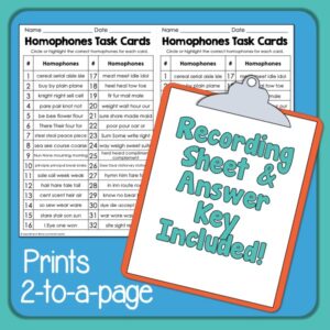Homophones Task Cards (Drag & Drop) | Print & Digital with Google ...