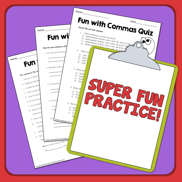 Commas Practice - Silly Worksheets for Engagement! - Fun Grammar Test ...