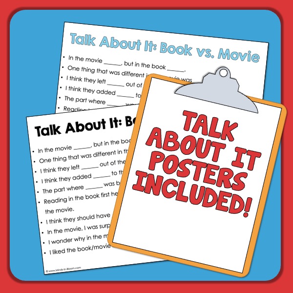 Book vs. Movie Question Task Cards - Compare & Contrast Writing Prompts ...