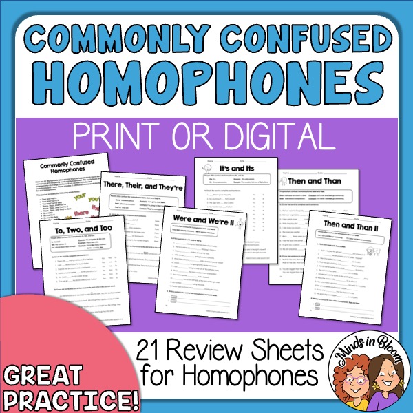 Commonly Confused Homophones Review Sheets - Print & Digital Google ...