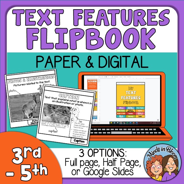 Text Features Flipbook - Nonfiction Resource (Full Page, Half Page, or ...