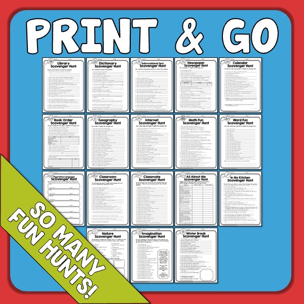 Scavenger Hunts - Math, Reading, Homework, Etc. - Worksheets for ...
