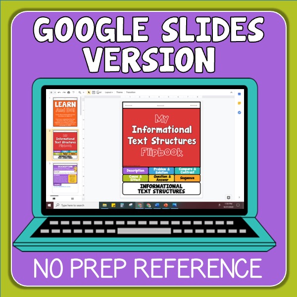 Text Structures Flipbook - Informational Resource for Students | Print & Digital Google Slides ...