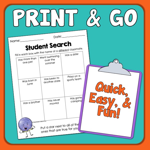 Back to School Icebreaker - Bingo Game (1-3 Grade) | Print & Google ...