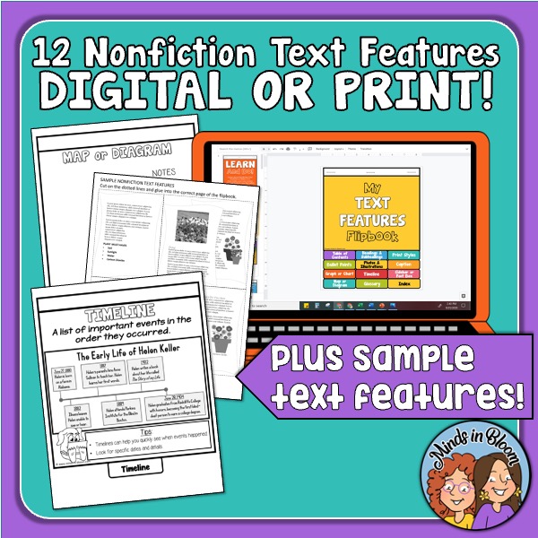 Text Features Flipbook - Nonfiction Resource (Full Page, Half Page, or ...