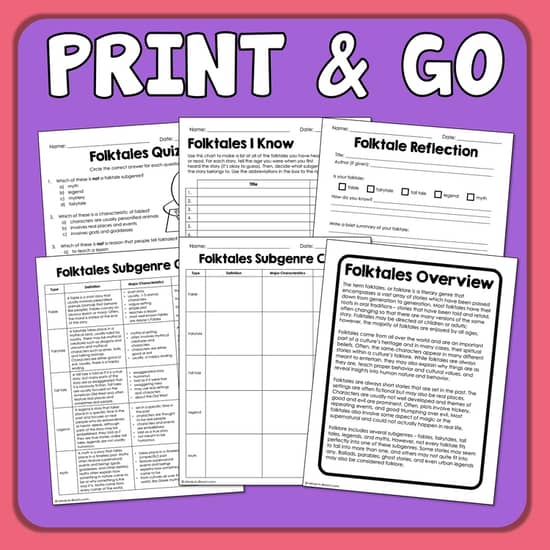 Folktales Worksheets: Fairytales, Fables, Tall Tales, Legends, & Myths ...