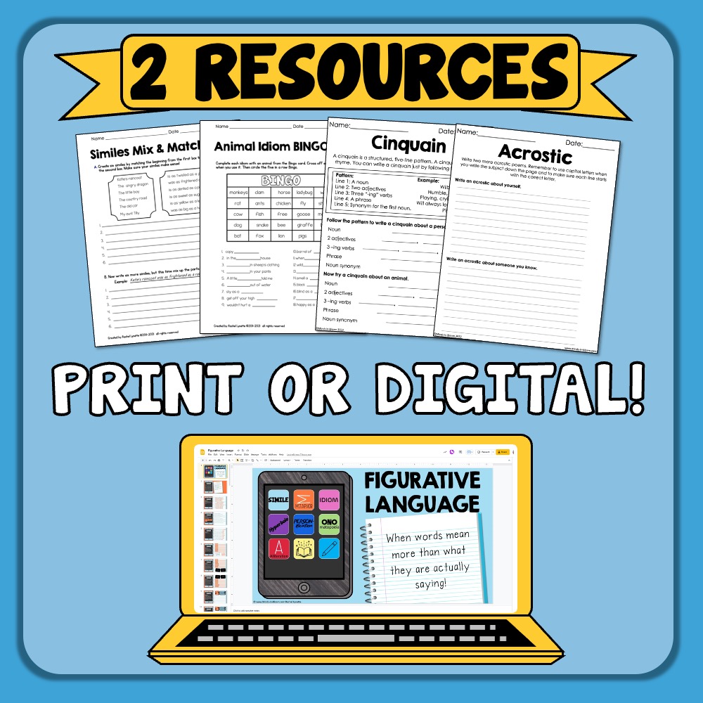 Figurative Language Poetry Writing Bundle Print or Use with Google ...