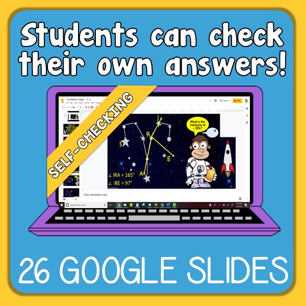 Unknown Angle Measures - Adjacent Angles & Constellations | Digital ...