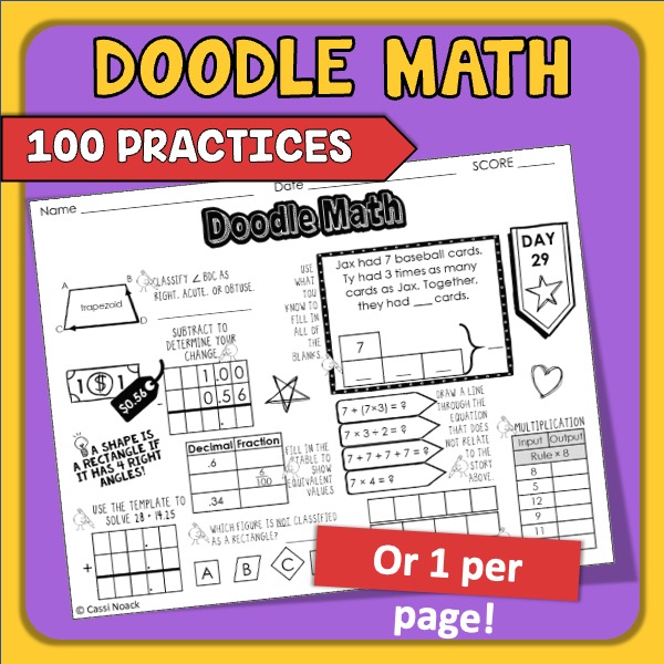 Doodle Math - Daily Spiraled Practice & Review for Students | Print ...