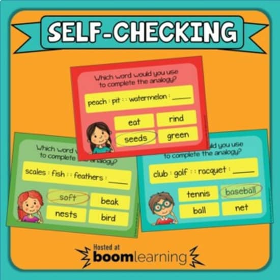 Analogies (SET 1 - Grades 2nd-4th) - BOOM Cards | Digital Distance ...