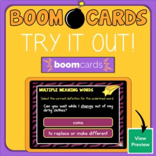 Multiple Meaning Words - BOOM Cards (SET 2) | Digital Distance Learning ...