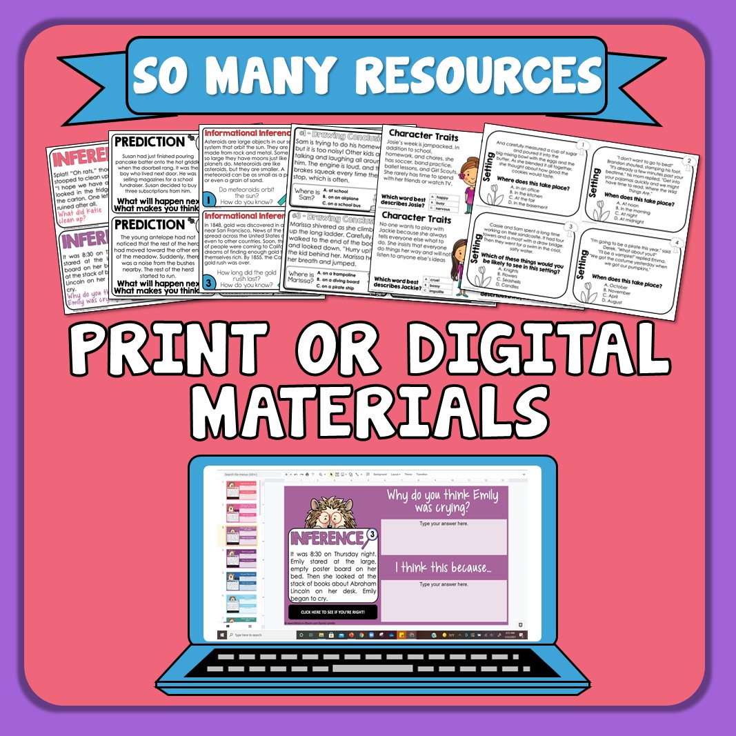 Making Inferences - Task Card BUNDLE with Digital Options for Distance ...
