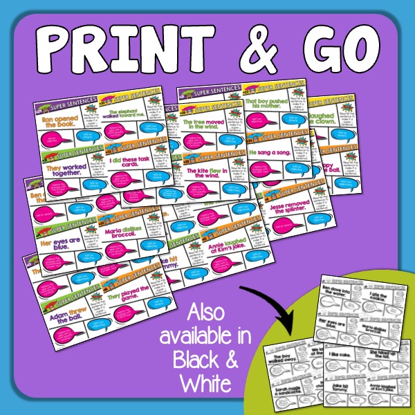 Super Sentences! - Sentence Building Task Cards (Writing & Improving ...
