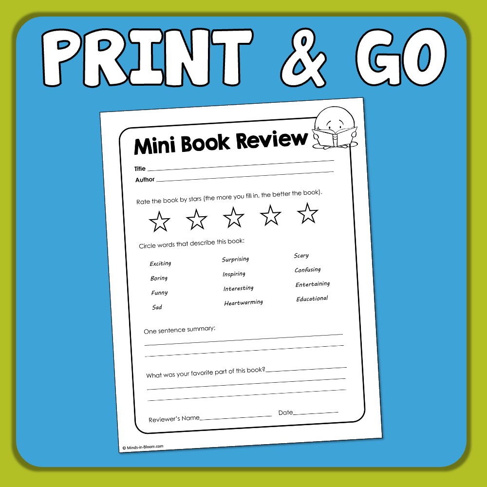 Book Review Printable FREEBIE - Quick Reading Reflection for Any Book ...