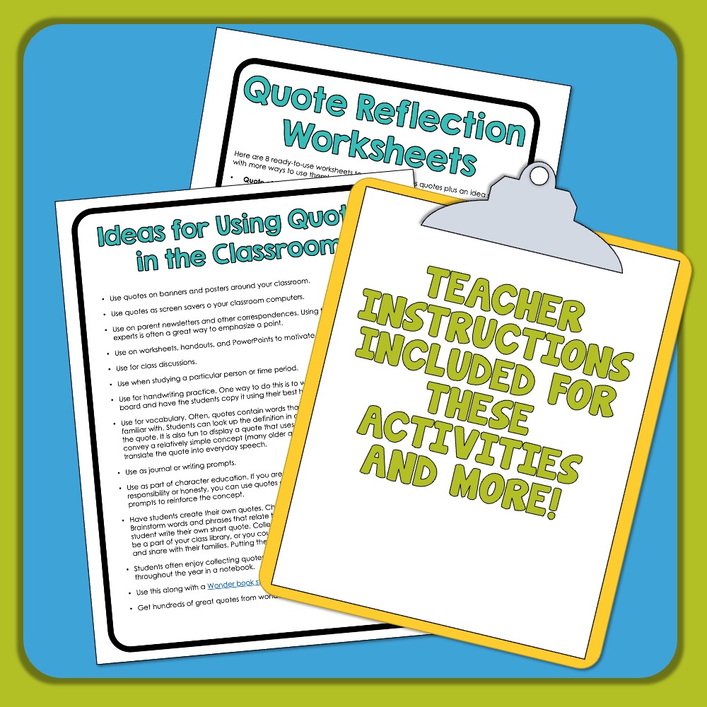 Quote Reflection Worksheets - No-Prep Activities to Analyze Famous ...