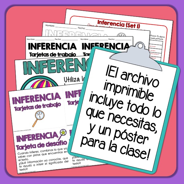 Tarjetas de trabajo: Inferencia (Inference Task Cards in Spanish ...