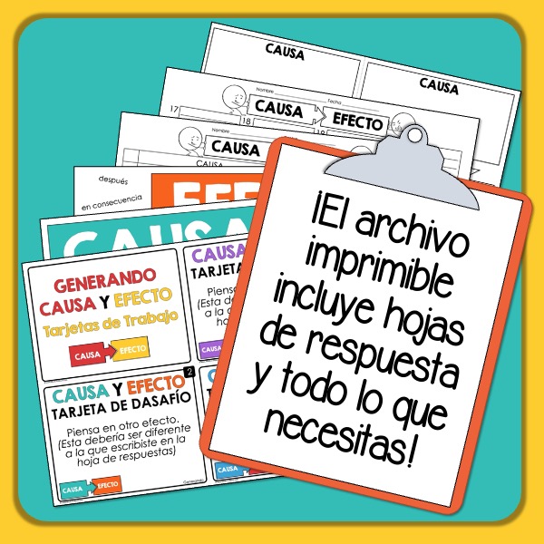 Tarjetas de trabajo: Generando causa y efecto (Generating Cause ...