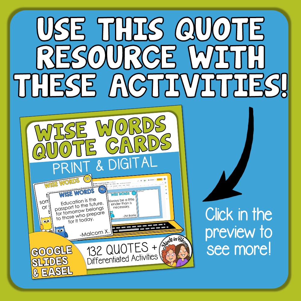 Quote Reflection Worksheets - No-Prep Activities to Analyze Famous ...
