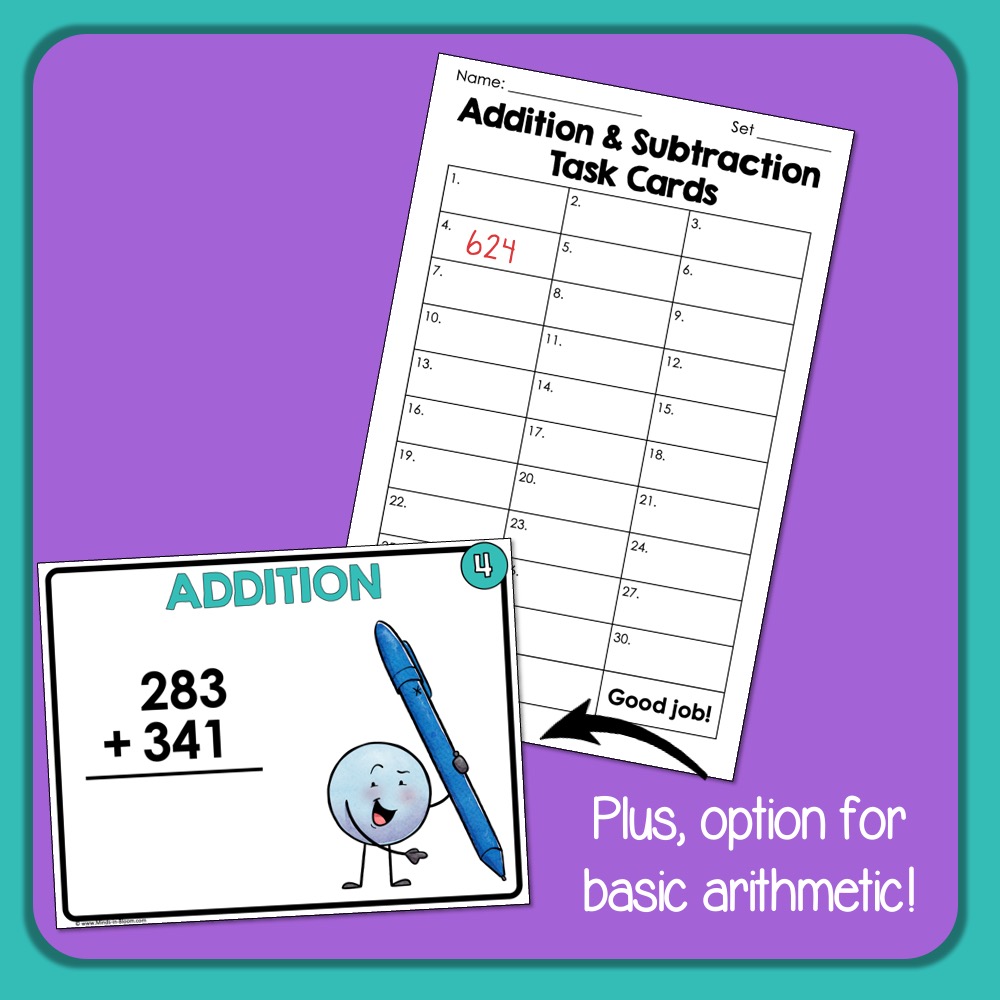 Addition and Subtraction Task Cards - Fun Shapes Answer Sheet - Print ...