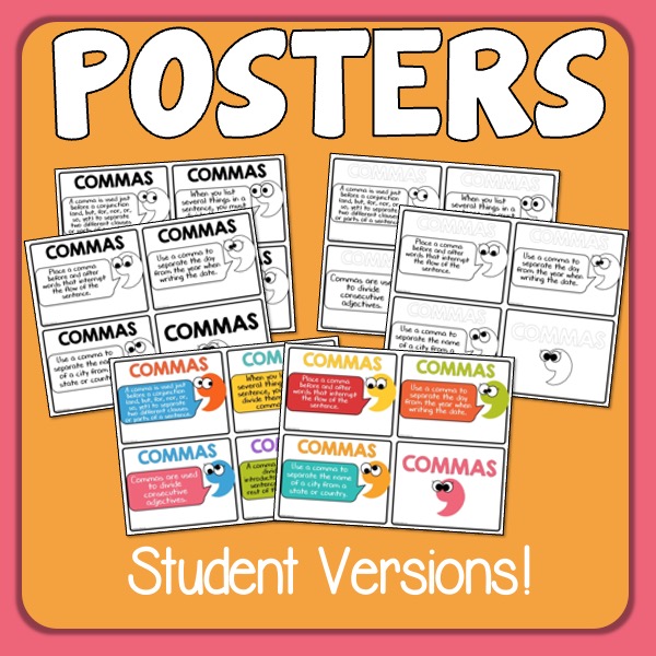 Commas! Task Cards (for Different Comma Rules) | Print & Digital Google Slides + Anchor Charts ...